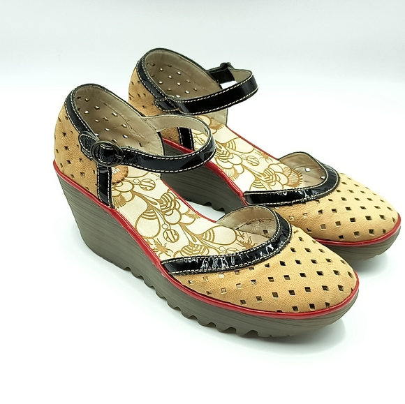 Fly London | Shoes | Fly London Yven Perforated Leather Wedge Heel Mary ...